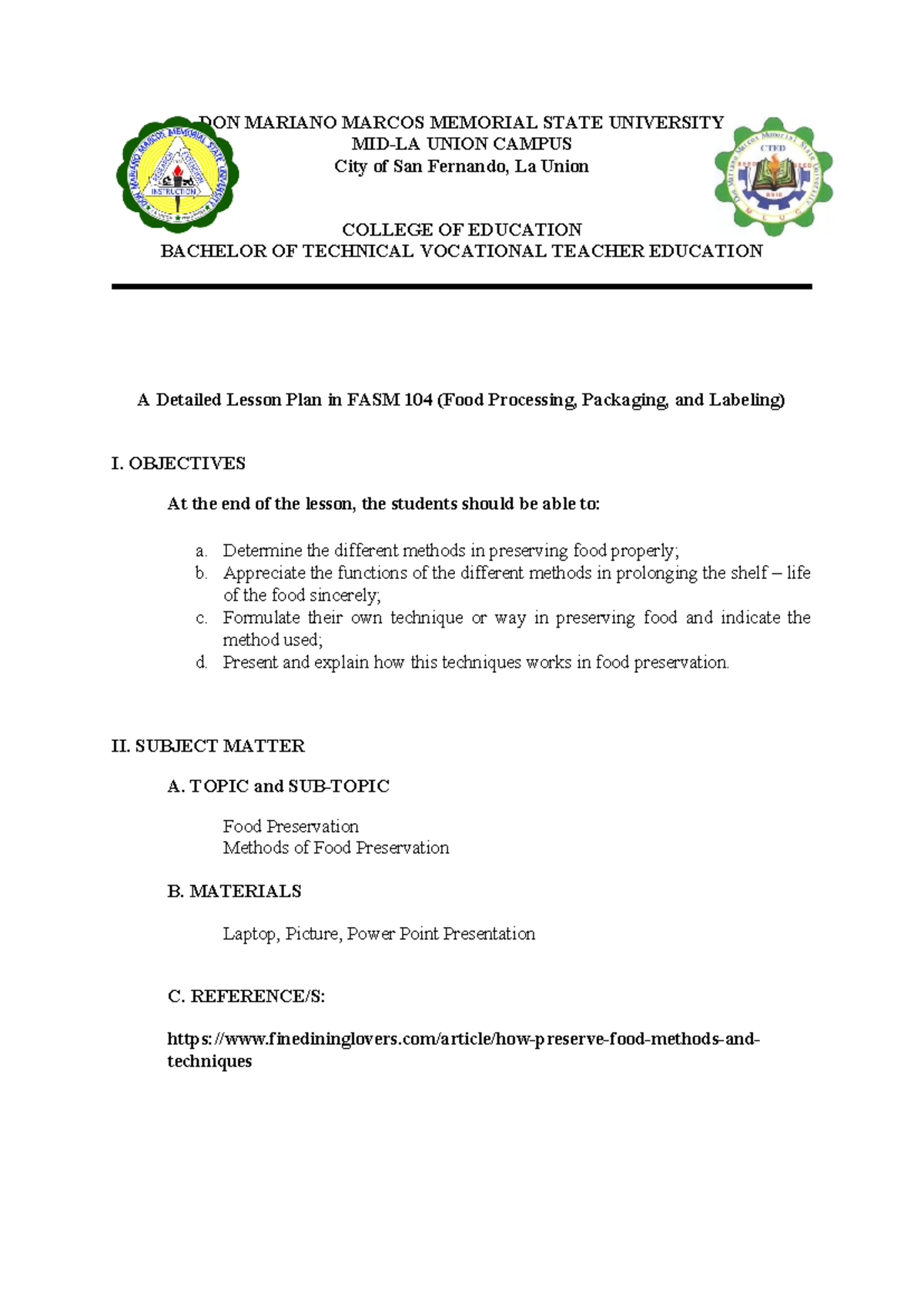 527057058 Detailed Lesson Plan on Food Preservation Techniques - Studocu