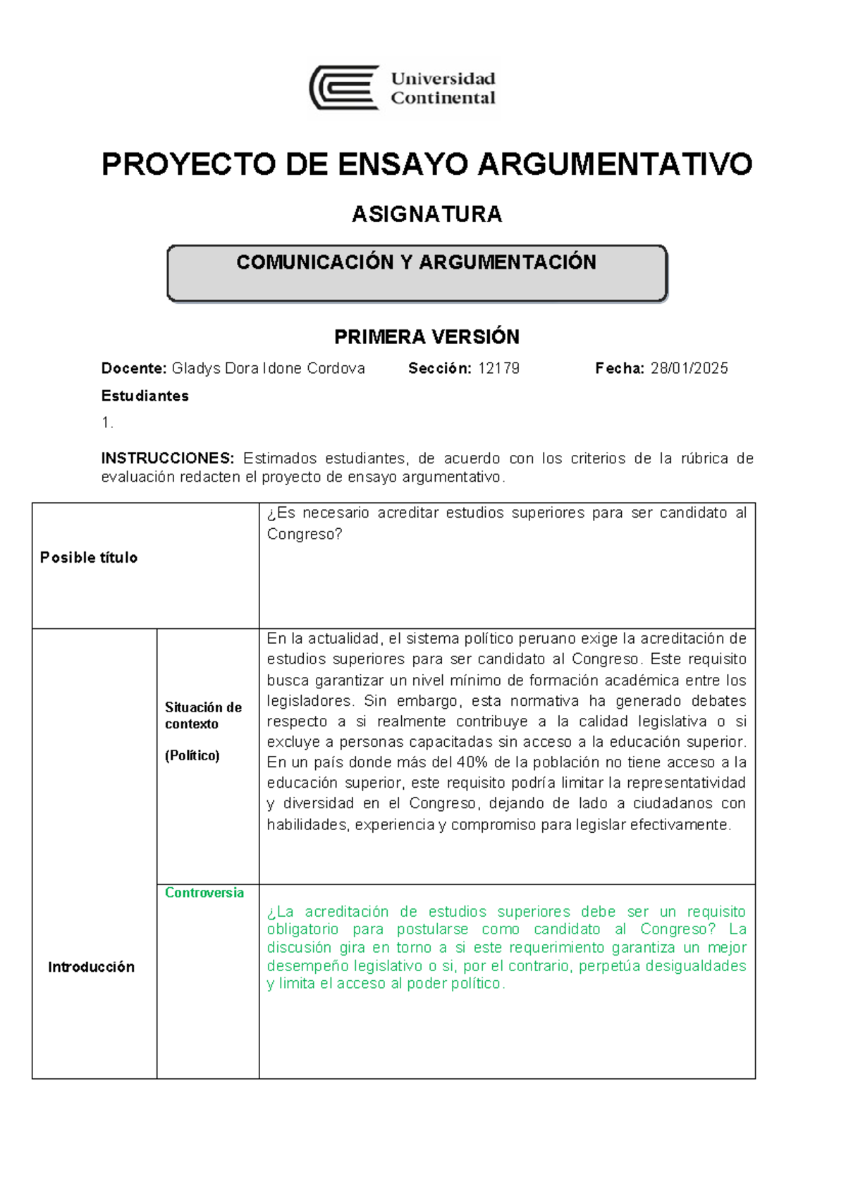 E1 Proyecto Ensayo Argumentativo-1 - PROYECTO DE ENSAYO ARGUMENTATIVO ...