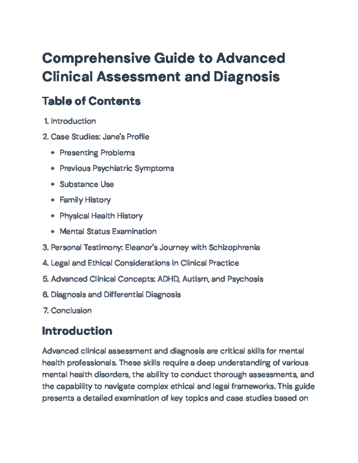 Advanced Clinical Assessment & Diagnosis Guide for Mental Health Prof ...