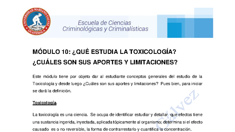MÓdulo 10 Aportes Y Limitaciones De La ToxicologÍa En CriminalÍstica