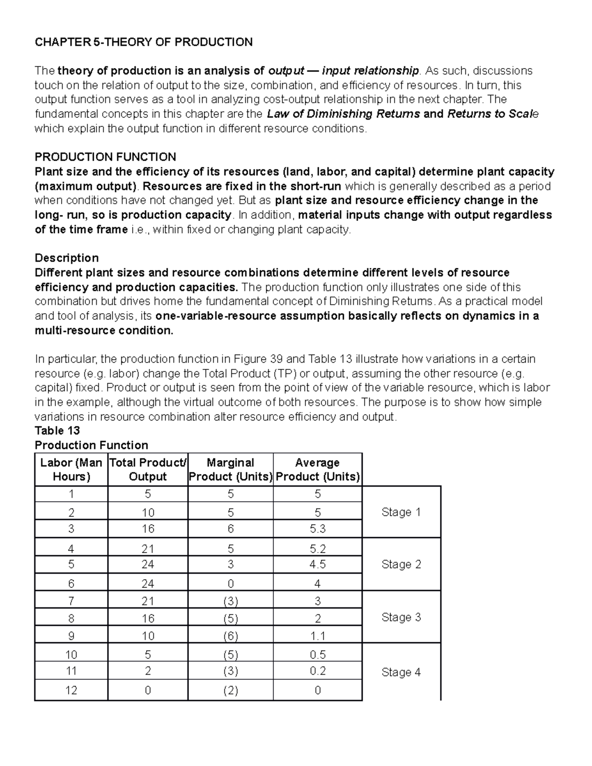 Chapter 5: Theory of Production and Resource Efficiency Analysis - Studocu
