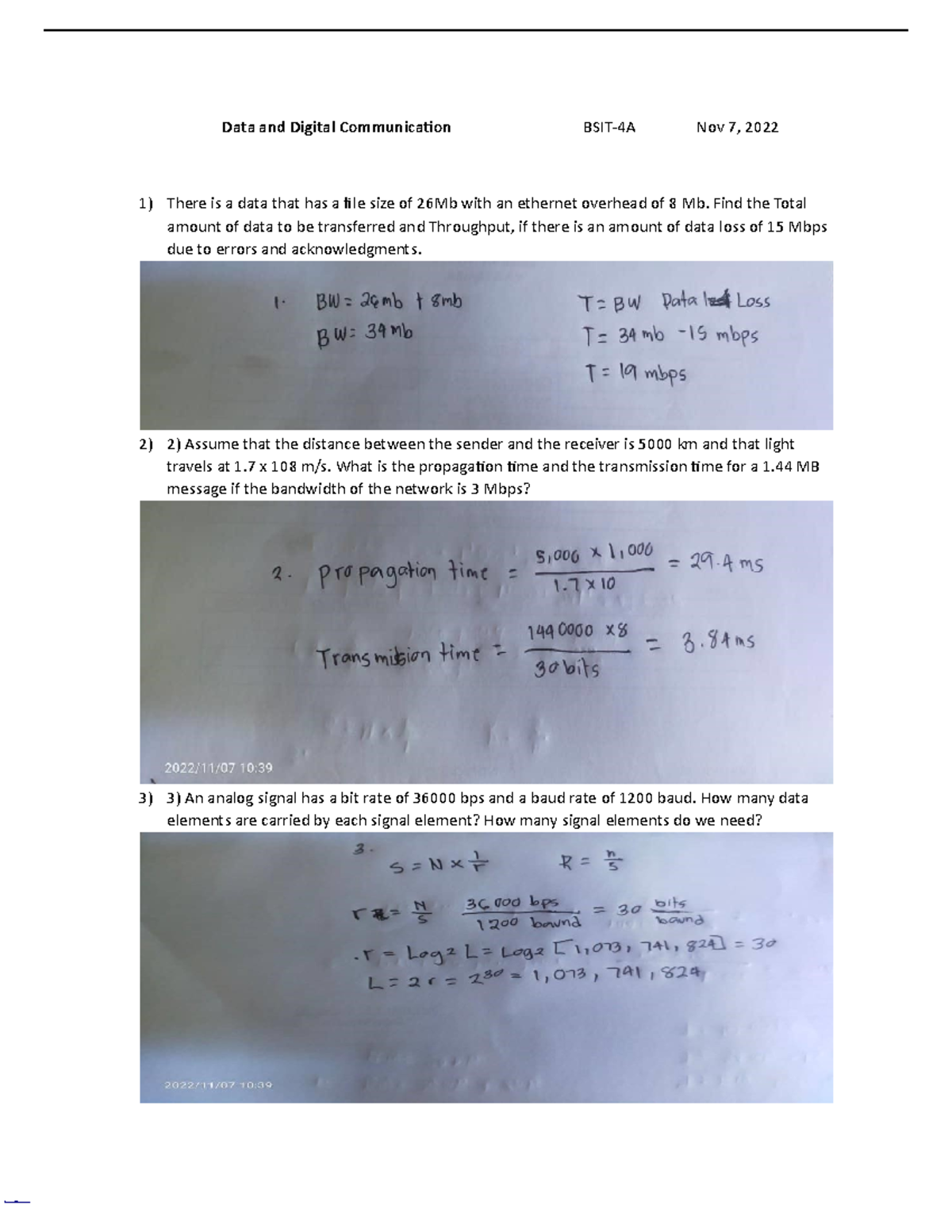 Data and Digital Communication BSIT-4A: Understanding Networking Concepts - Studocu