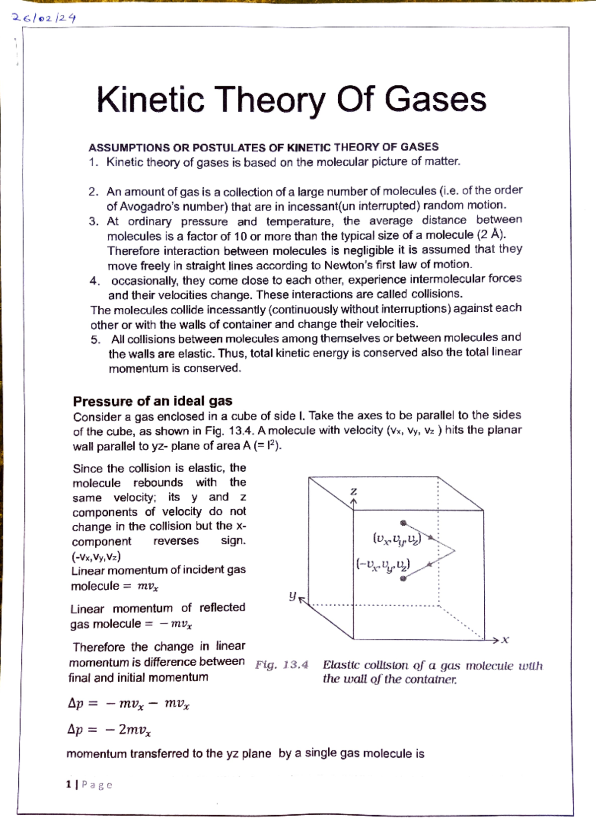 Kinetic theory of gases - Kinetic Theory Of Gases ASSUMPTIONS OR ...