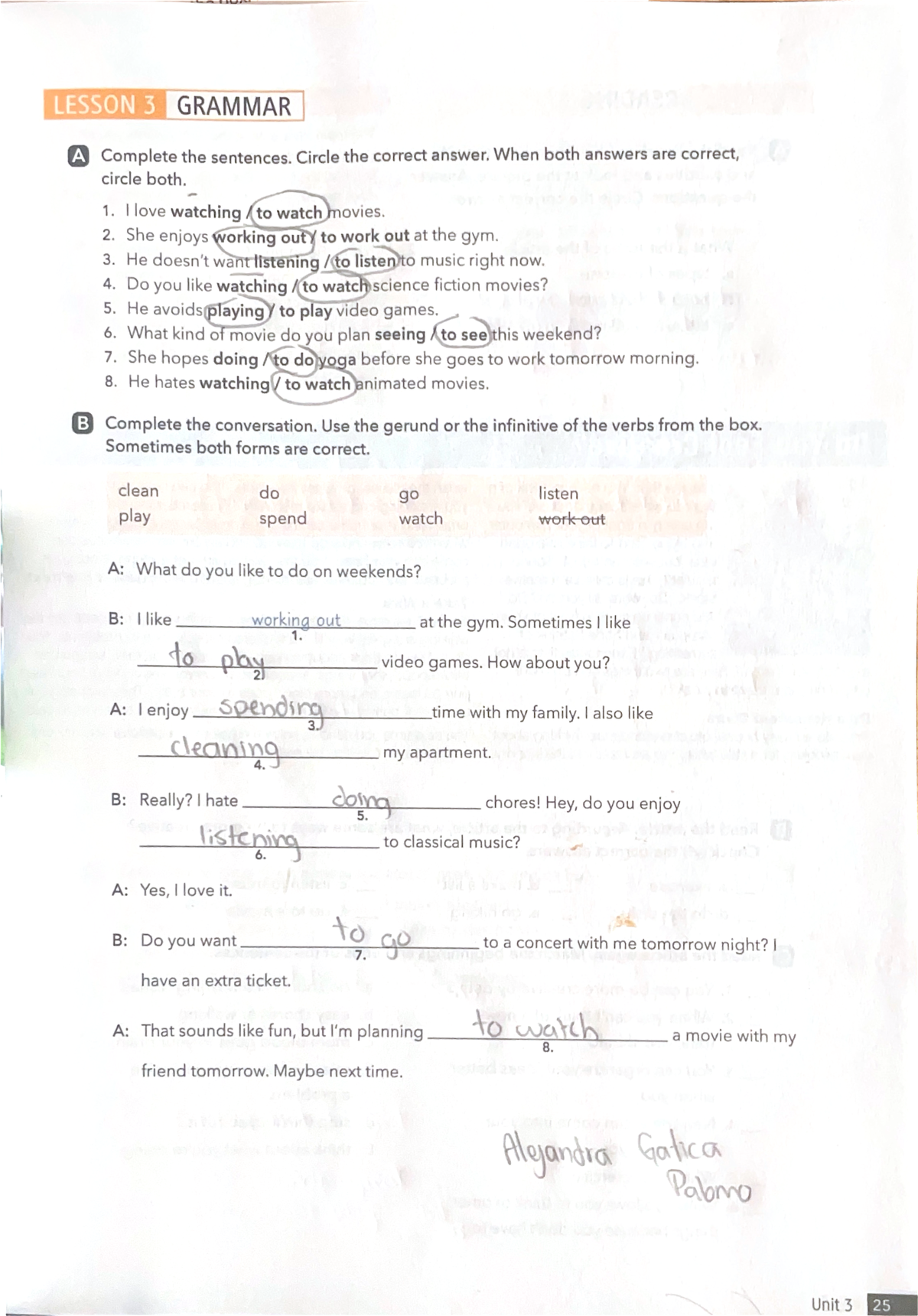 Workbook Unit 3: Grammar Exercises and Sentence Completion - Studocu