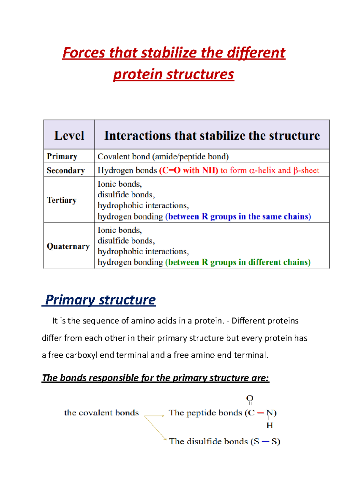 Forces that stabilize the different - Forces that stabilize the ...
