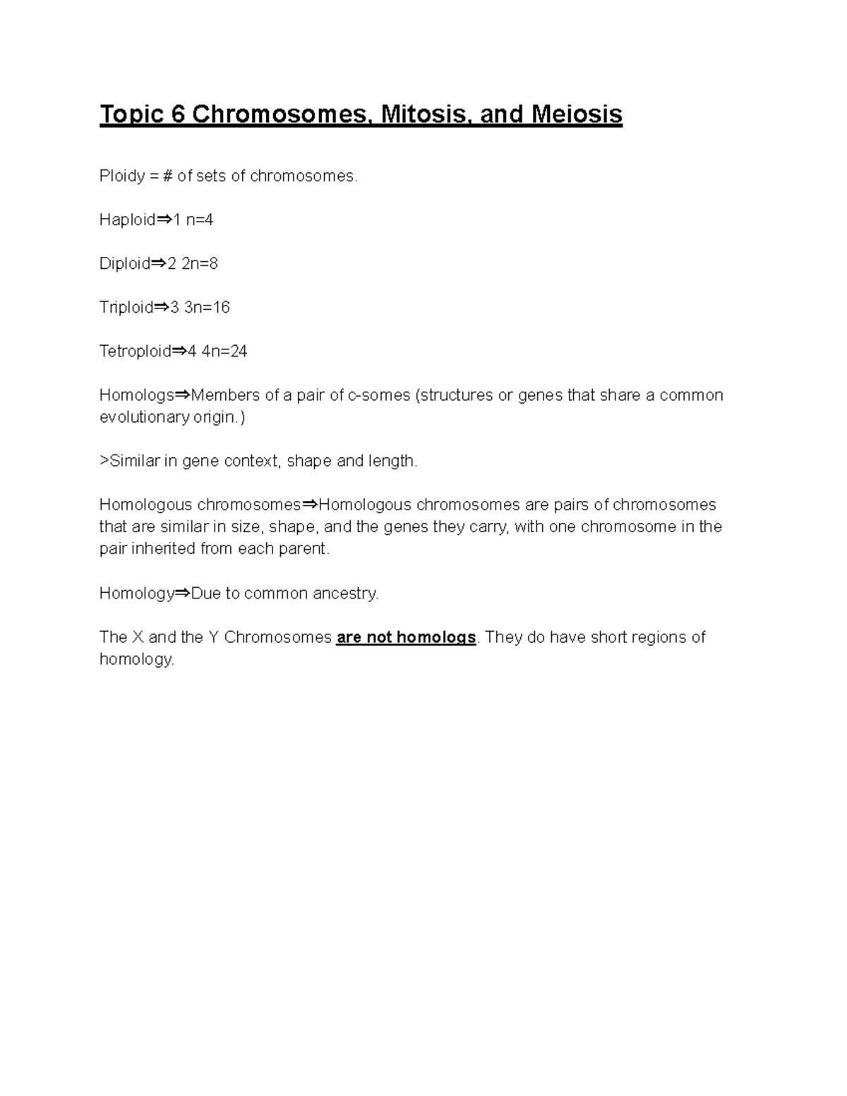 Week 7 Lecture: Chromosomes, Mitosis, and Meiosis Overview - Studocu