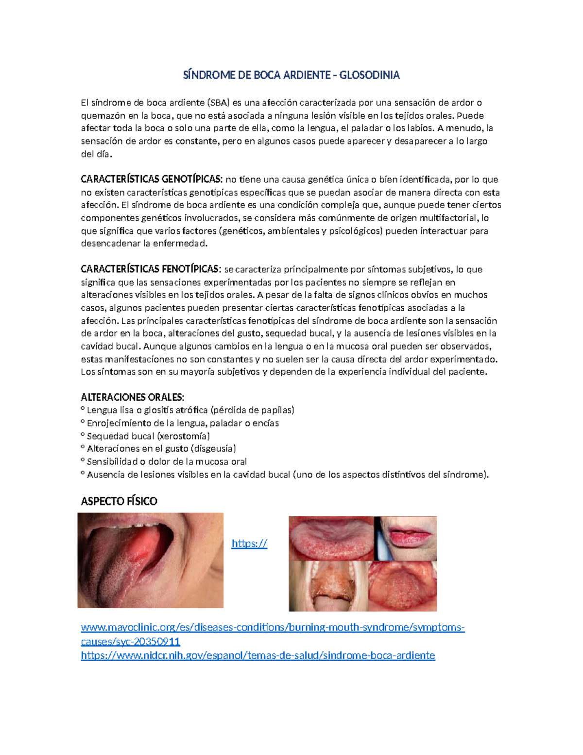 Síndrome DE BOCA Ardiente - SÍNDROME DE BOCA ARDIENTE - GLOSODINIA El ...