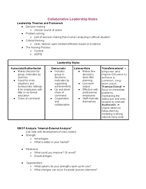Leadership Study Guide - Leadership Study Guide Leadership and ...