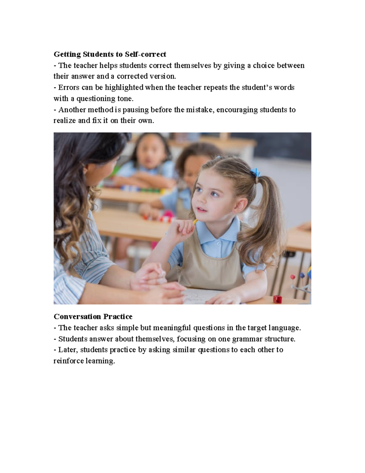 Self correct,conversation - Getting Students to Self-correct The ...