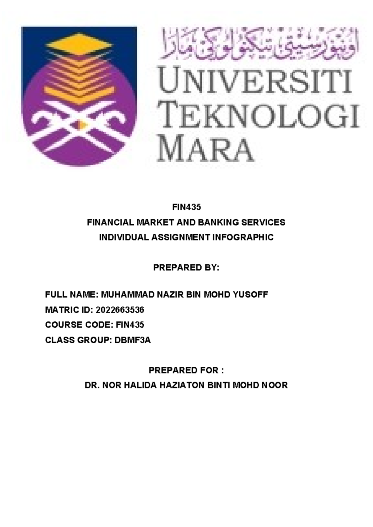 FIN435 Individual Assignment: Money Market and Banking Services ...