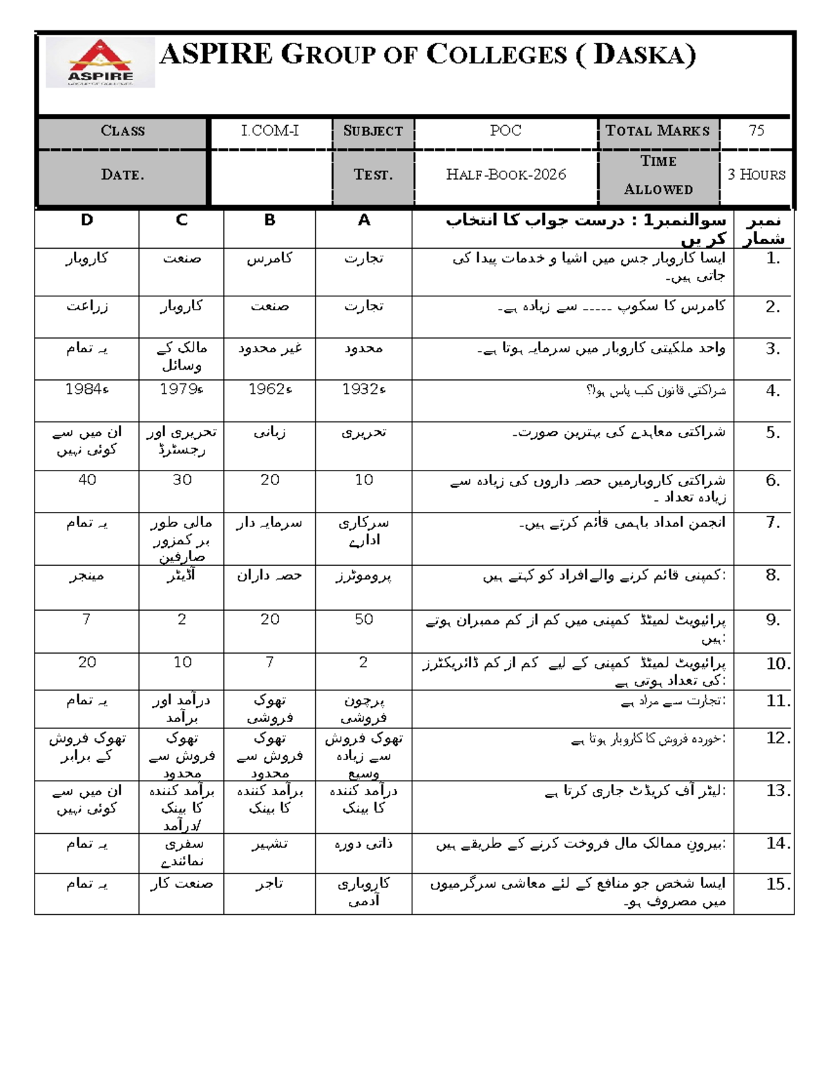 GROUP OF COLLEGES: 1st Half POC Book Helpful Notes - Studocu