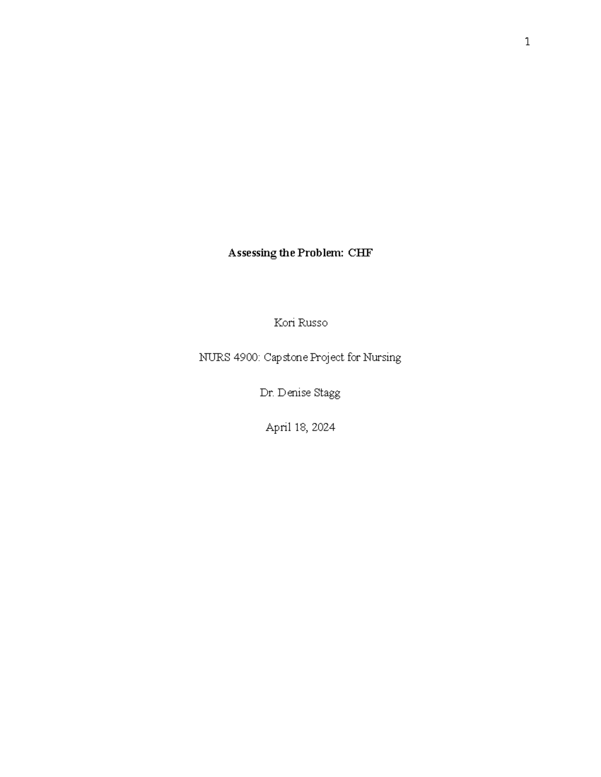 NURS 4900: Capstone Project on Managing Chronic Heart Failure in Elders ...