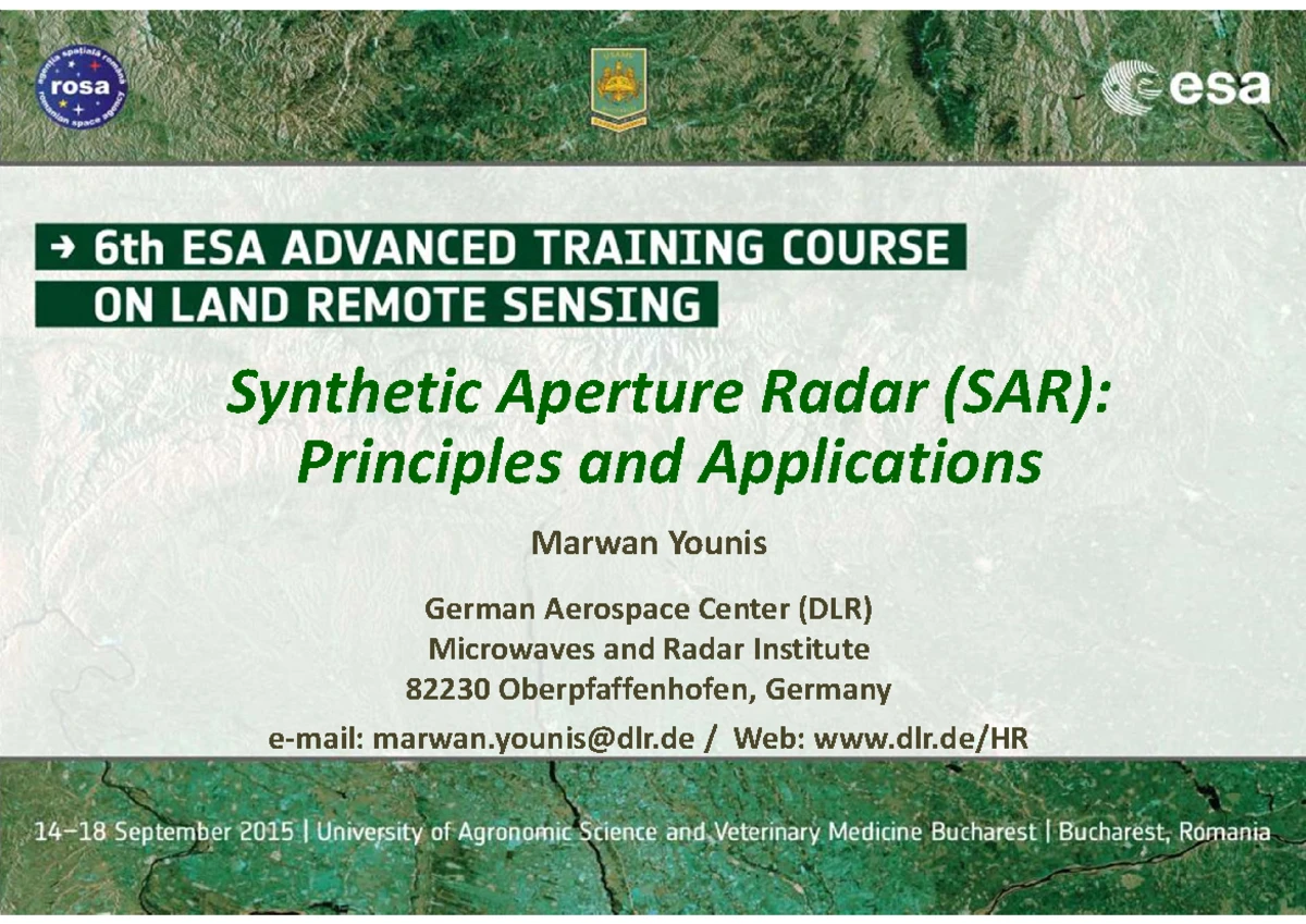 SAR Summary: Principles of Synthetic Aperture Radar (SAR) - Studocu