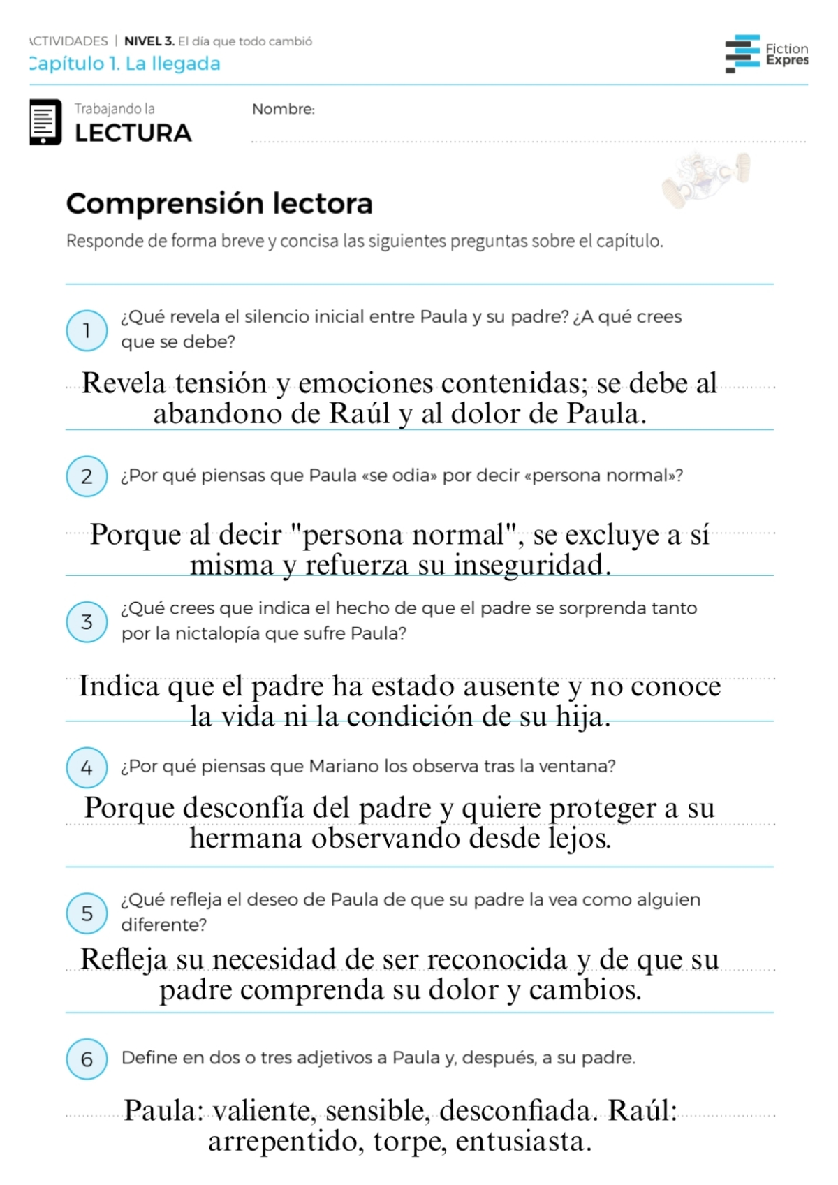 Actividades Nivel 3: El Día Que Todo Cambió - Ficción Express 1 y 2 ...