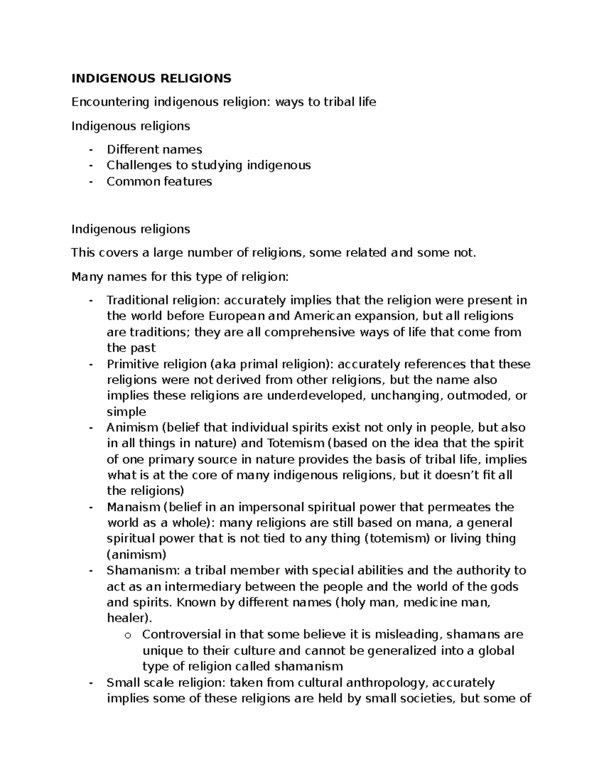 Indigenous Religions: Cultural Practices, Beliefs, and Rituals (Course ...