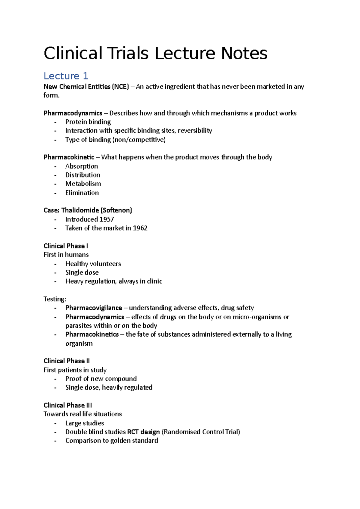 Clinical Trials (Lecture Notes): Understanding Phases & Processes ...