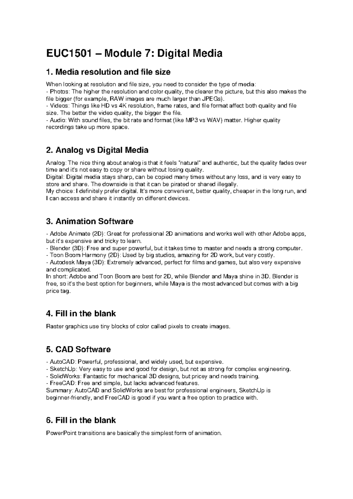 EUC1501 Module 7: Exploring Digital Media & Animation Tools - Studocu