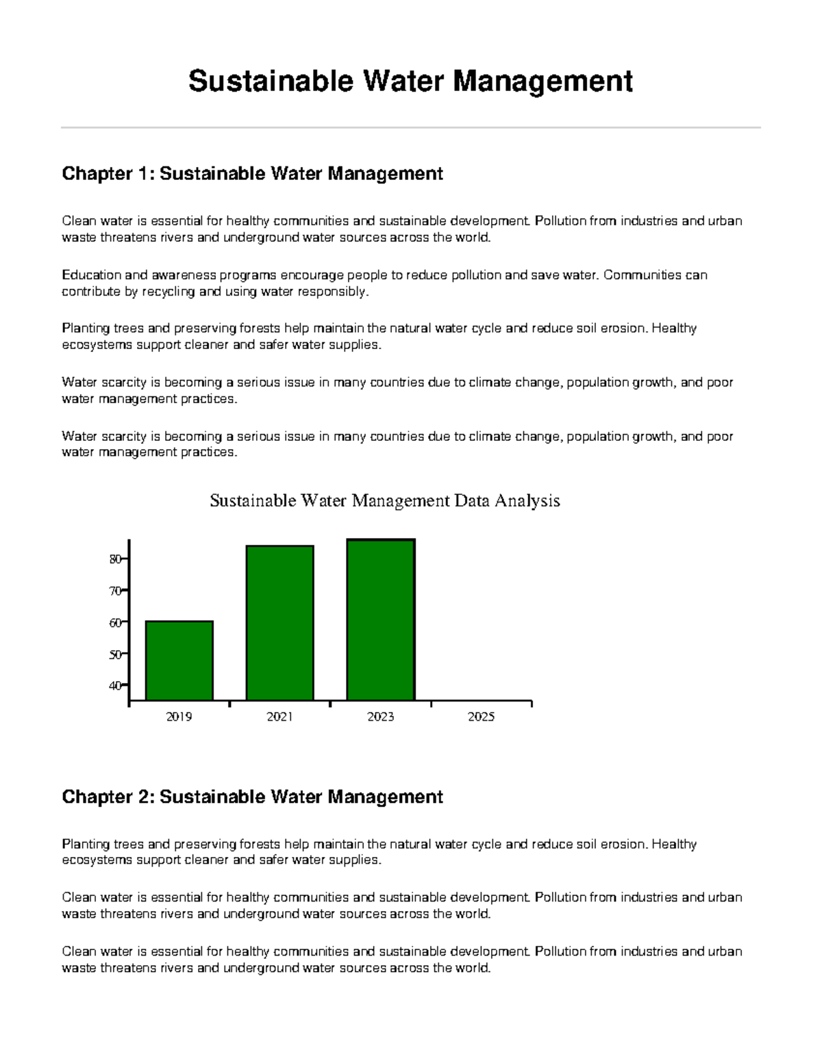Sustainable Water Management: Chapter Overview and Data Analysis - Studocu