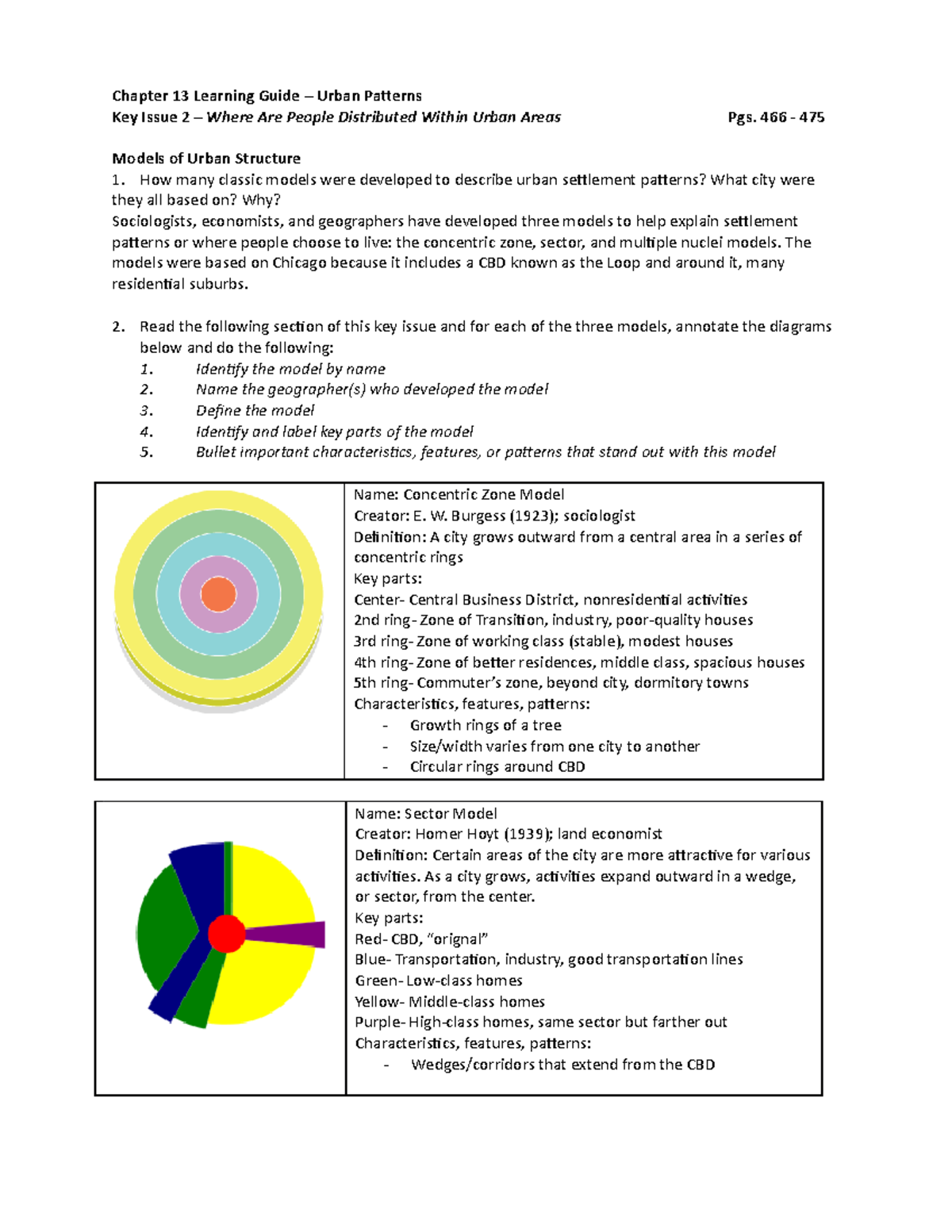 AP HUG Ch. 13-2 Guide - Chapter 13 Learning Guide – Urban Patterns Key ...