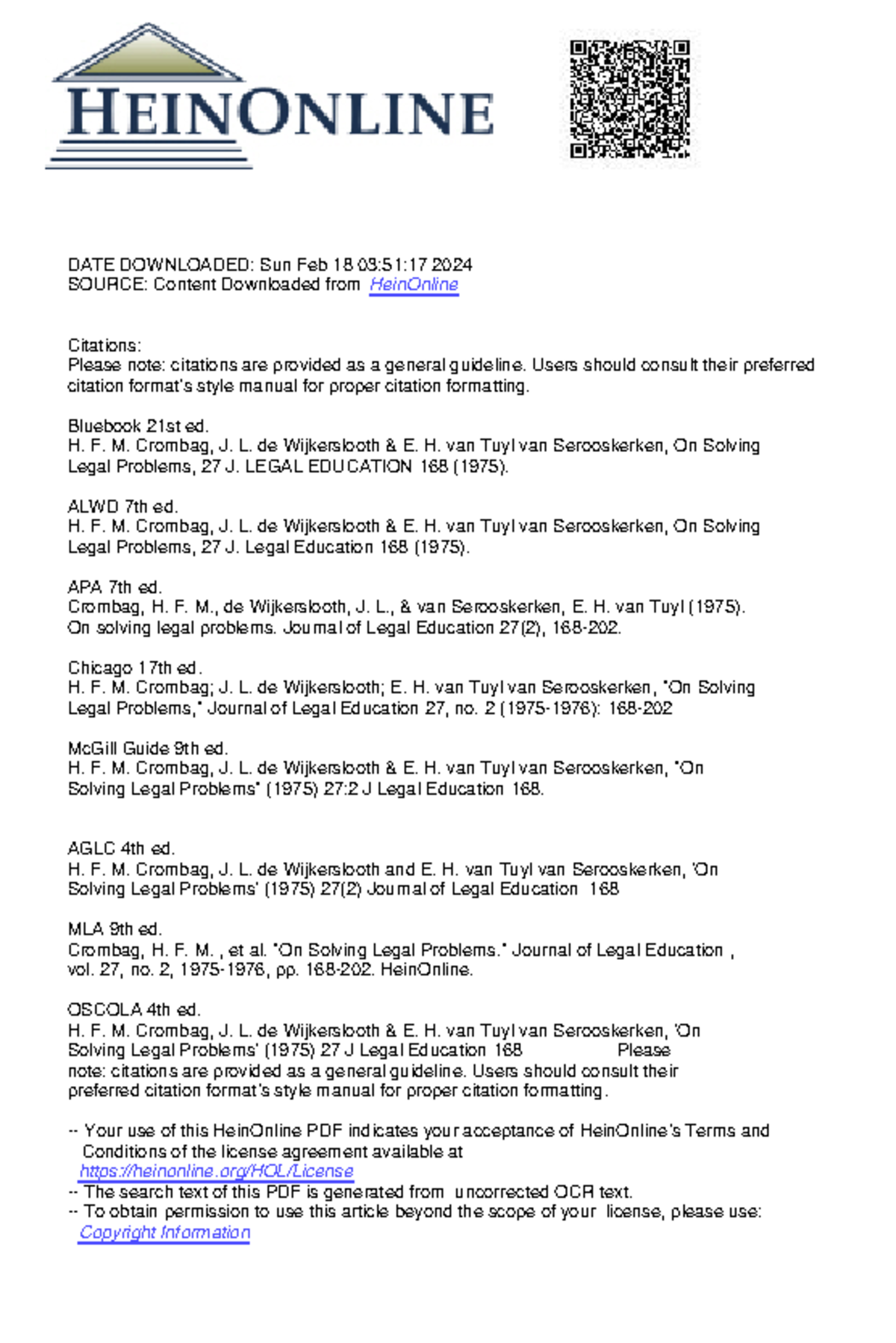 Crombag's Seven-Step Legal Problem-Solving Process - Q1 Insights - Studocu
