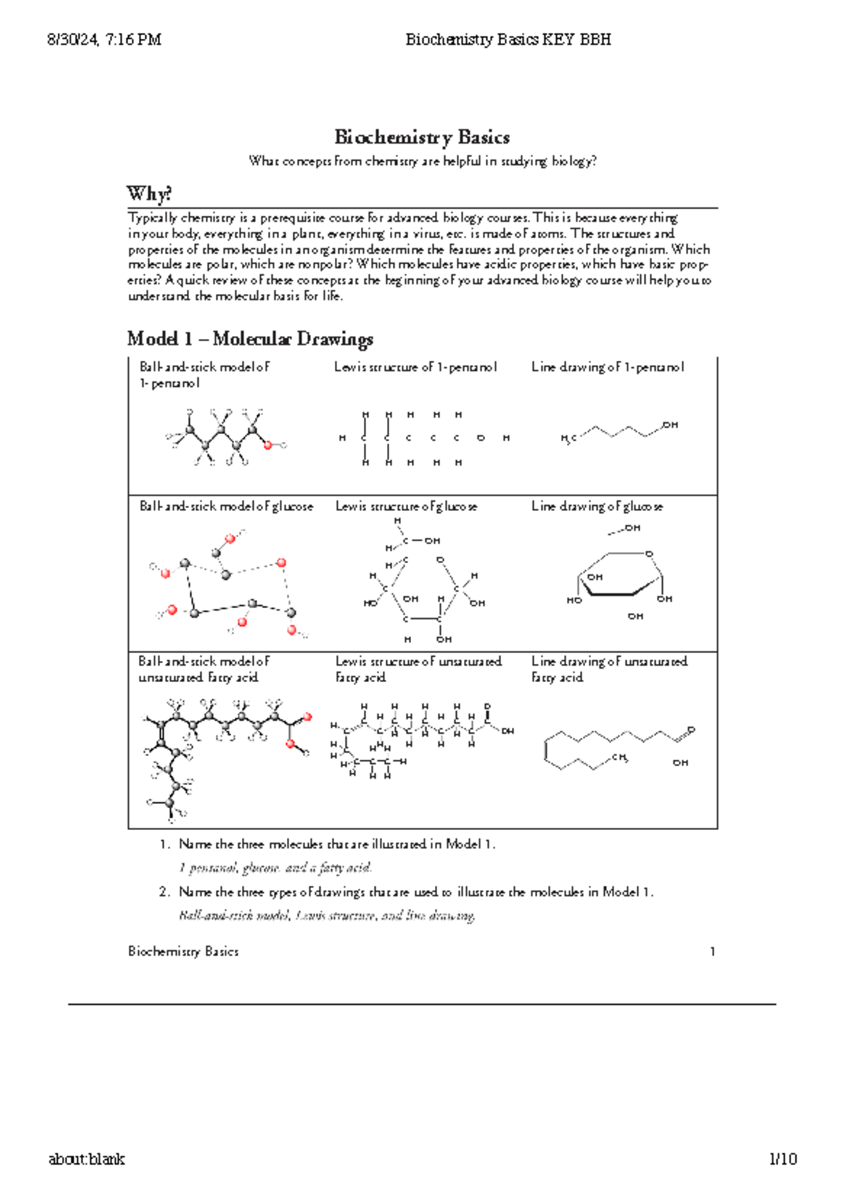 Biochemistry Basics: POGIL Study Guide for AP Biology - Studocu