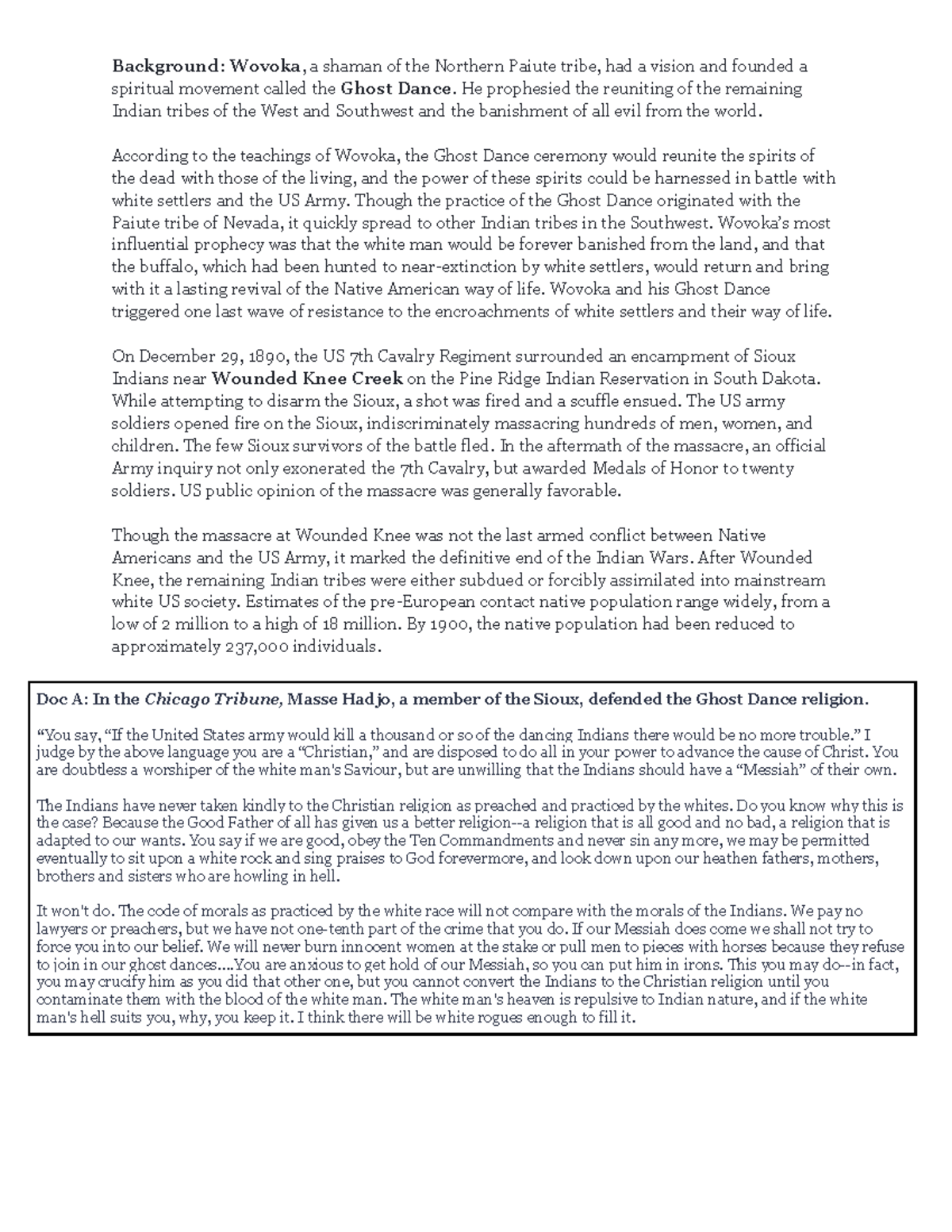 Ghost Dance & Wounded Knee: A Study of Wovoka's Prophecy and Its Impact ...