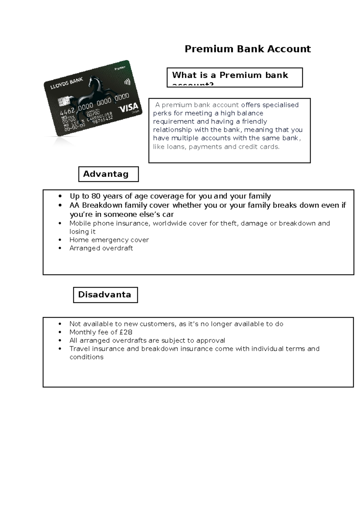 Premium Bank Account - bank - Premium Bank Account A premium bank ...