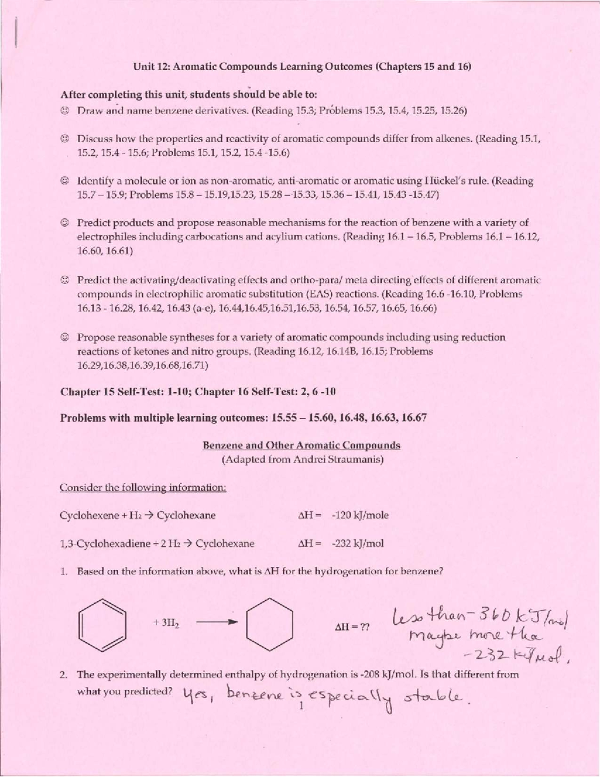 Unit 12: Aromatic Compounds Learning Outcomes - Studocu