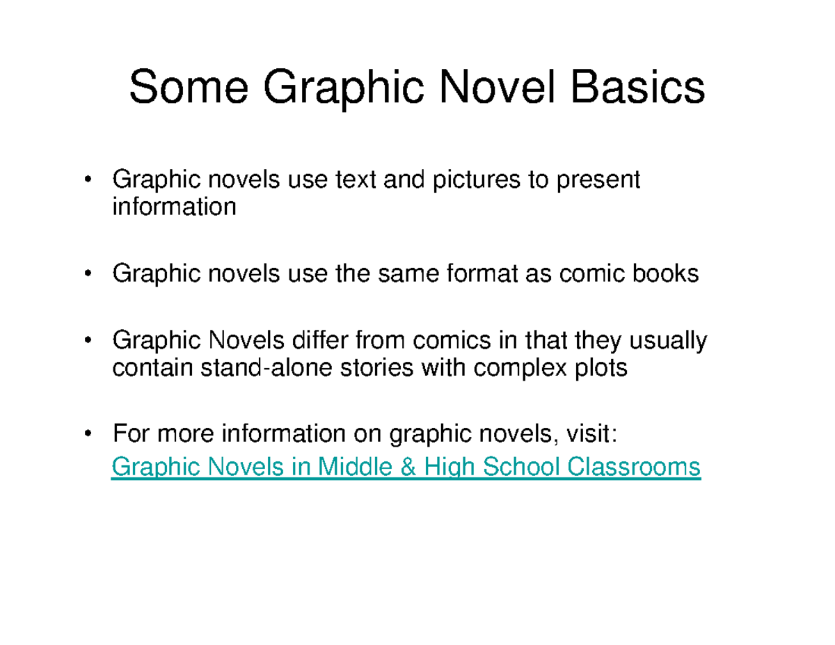 Understanding Graphic Novels: Basics and Reading Guide - Studocu