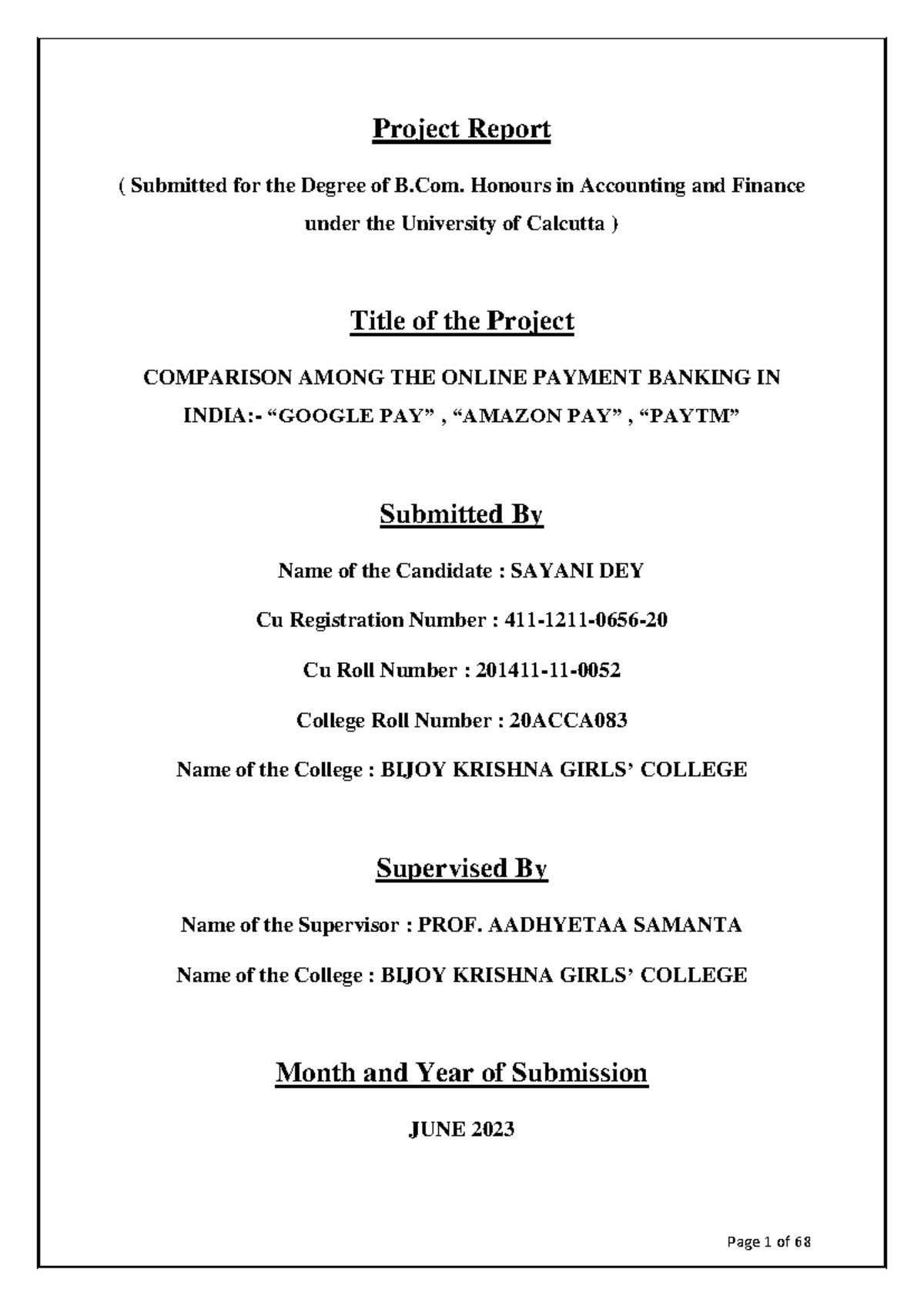 CFA 6th Sem Project: Comparative Study of Google Pay, Amazon Pay ...