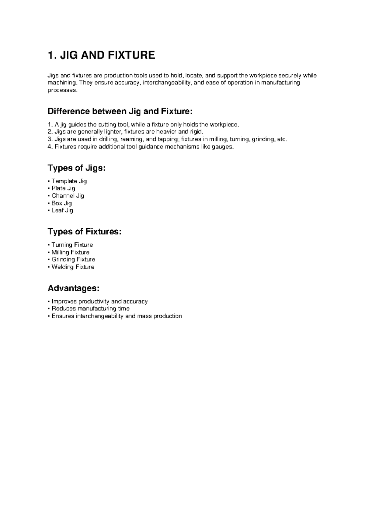 JIG & FIXTURE, MOULDING & CASTING ASSIGNMENT - Studocu