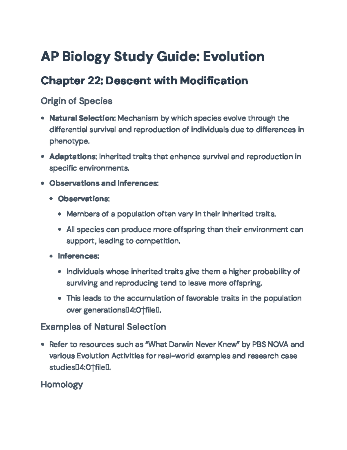 AP Biology Study Guide: Key Concepts in Evolution and Phylogeny - Studocu