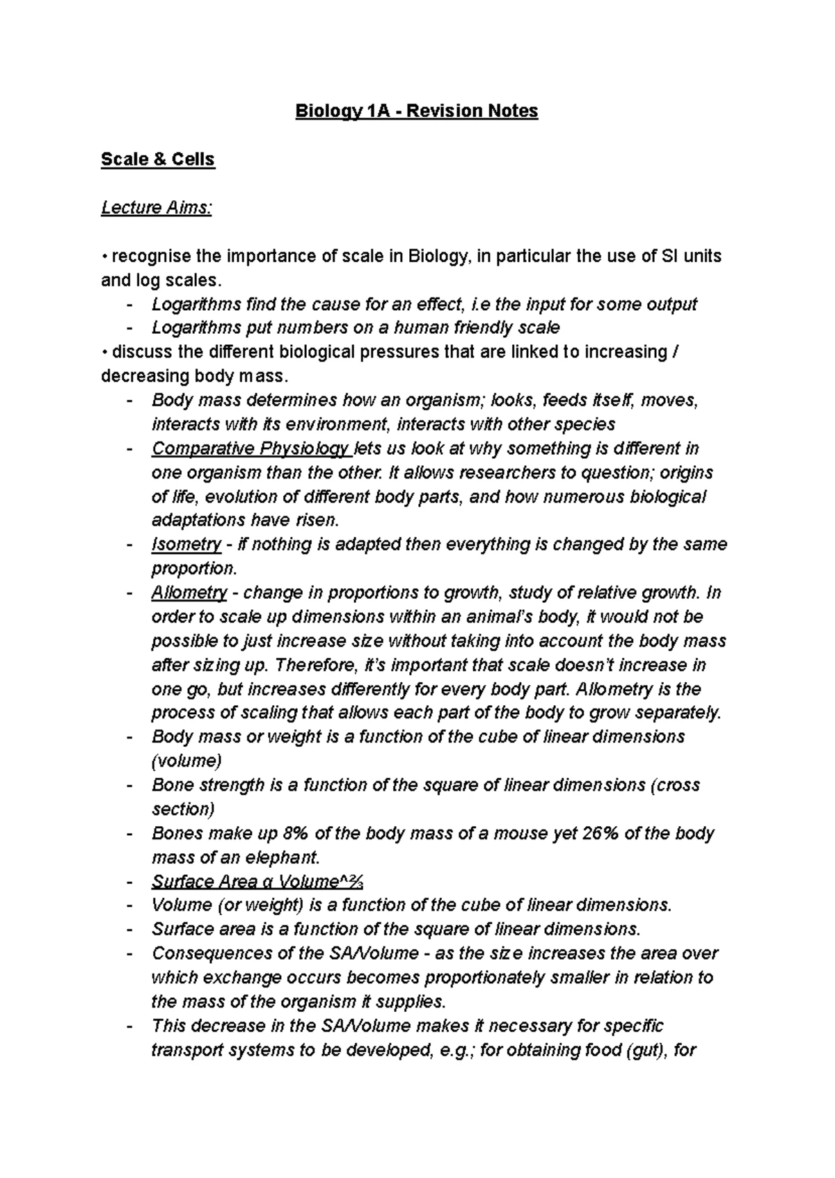 AH Biology Summary Notes - Unit 2 - Advanced Higher Biology Unit 2 ...