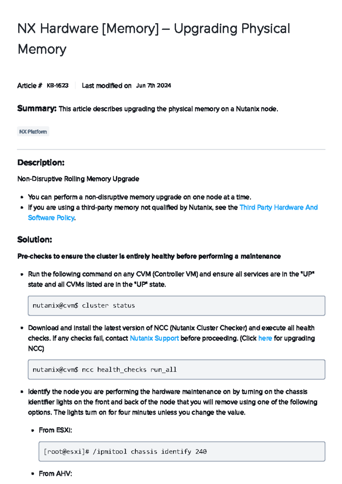 NX Hardware (NX) – Upgrading Physical Memory Guide - Studocu