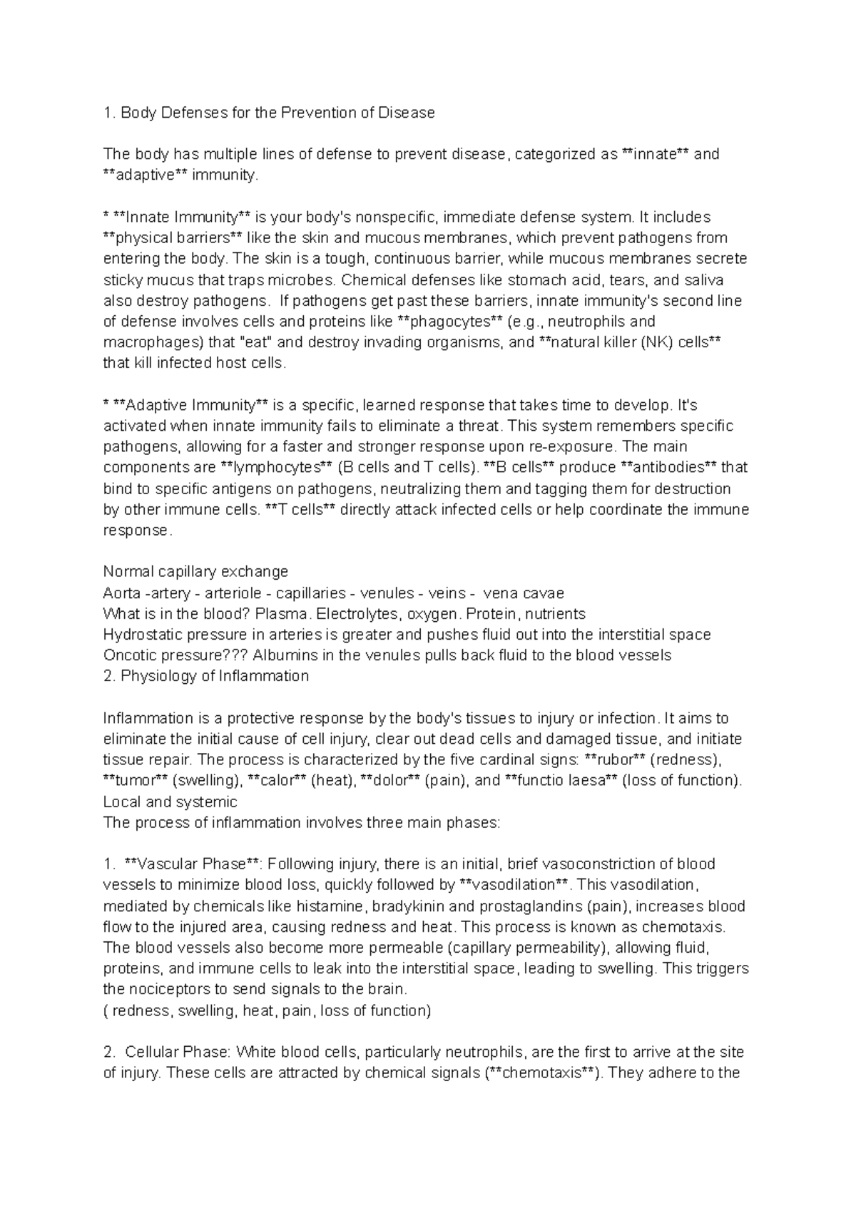 Pathophysiology of Body Defenses and Inflammation - Module 2 - Studocu