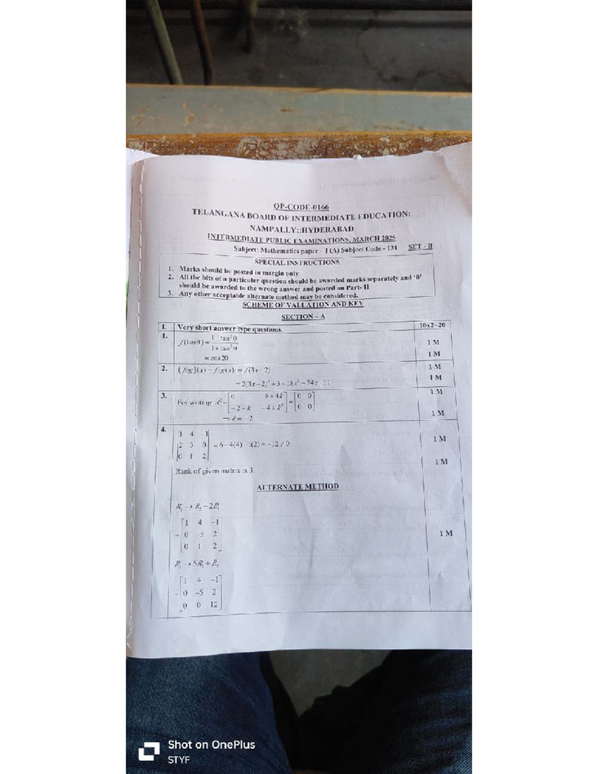 Mathematics Paper I (A) Exam Instructions - March 2025 (Code 131) - Studocu