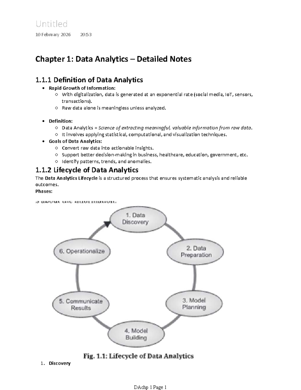 DA 101 Chapter 1: Comprehensive Notes on Data Analytics - Studocu