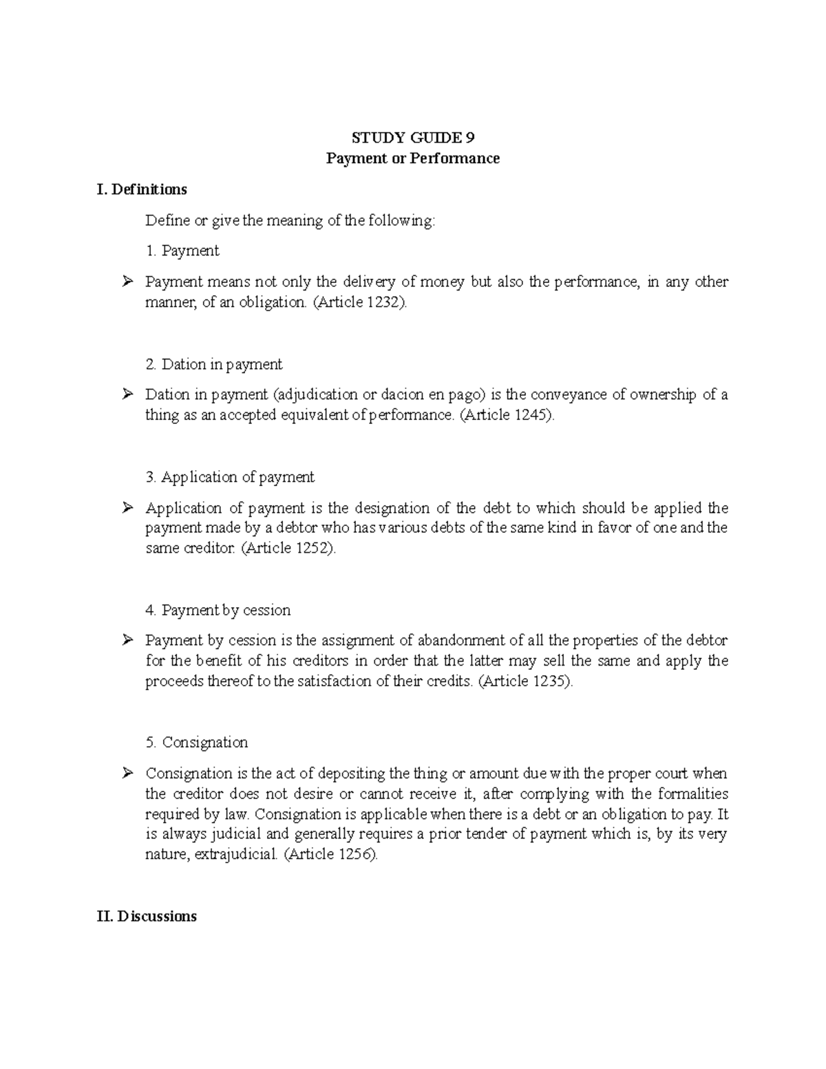 Oblicon Study Guide (12): Payment and Performance Concepts Explained ...