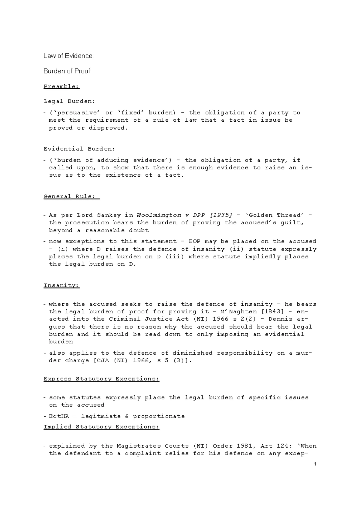 Burden and standard of proof - Criminal Evidence: Semester I – 2017 / ...