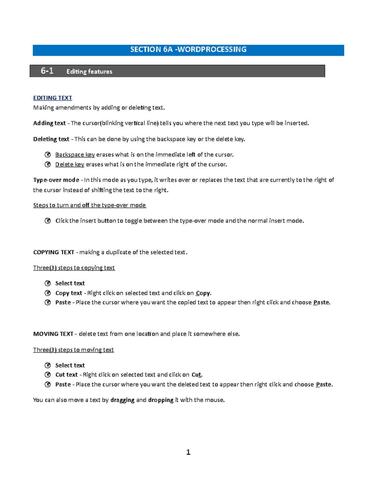 Section 6 Notes - Word Processing (CSEC Information Technology ...