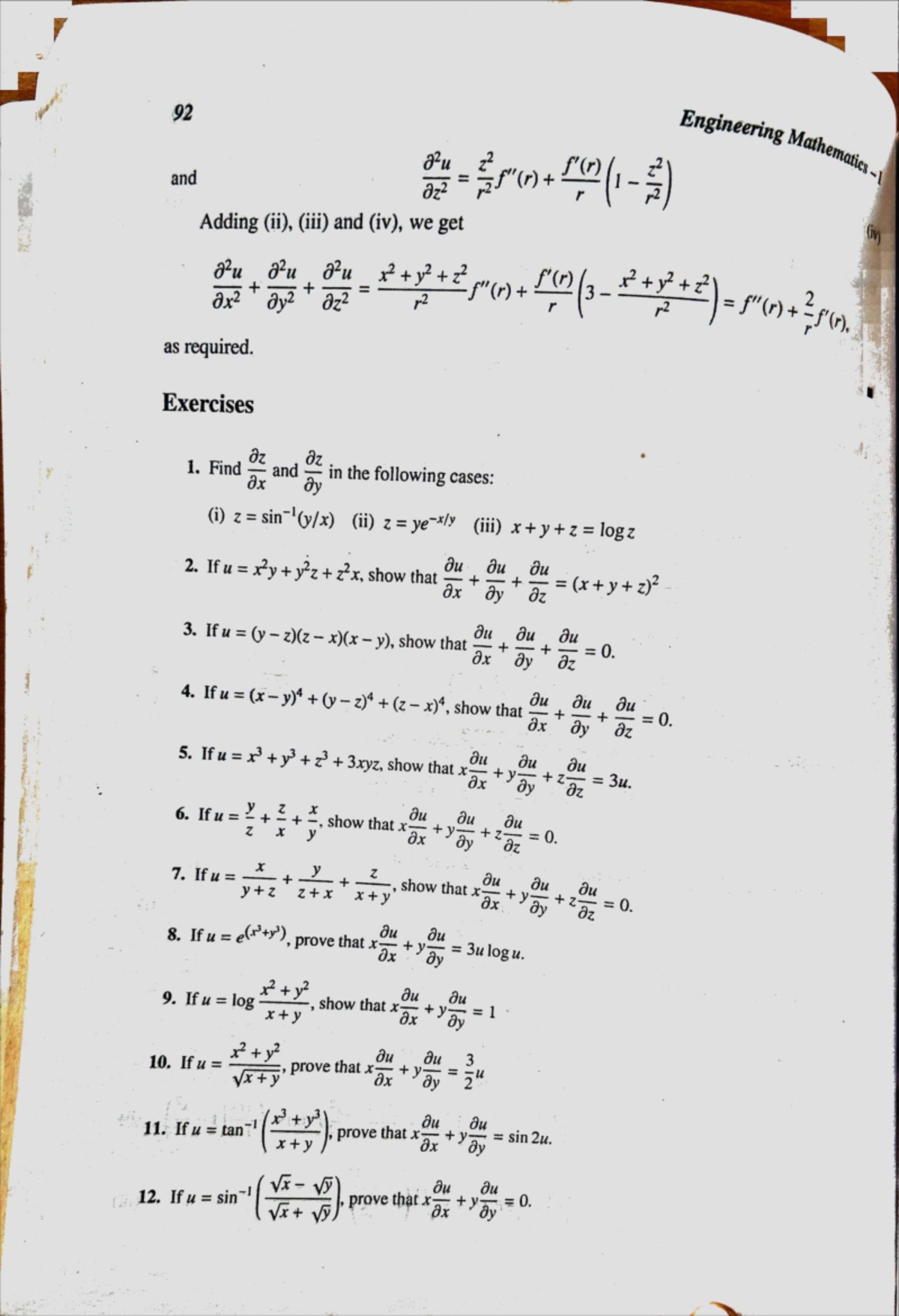Problems on Partial Differentiation - Engineering Mathematics II - Studocu