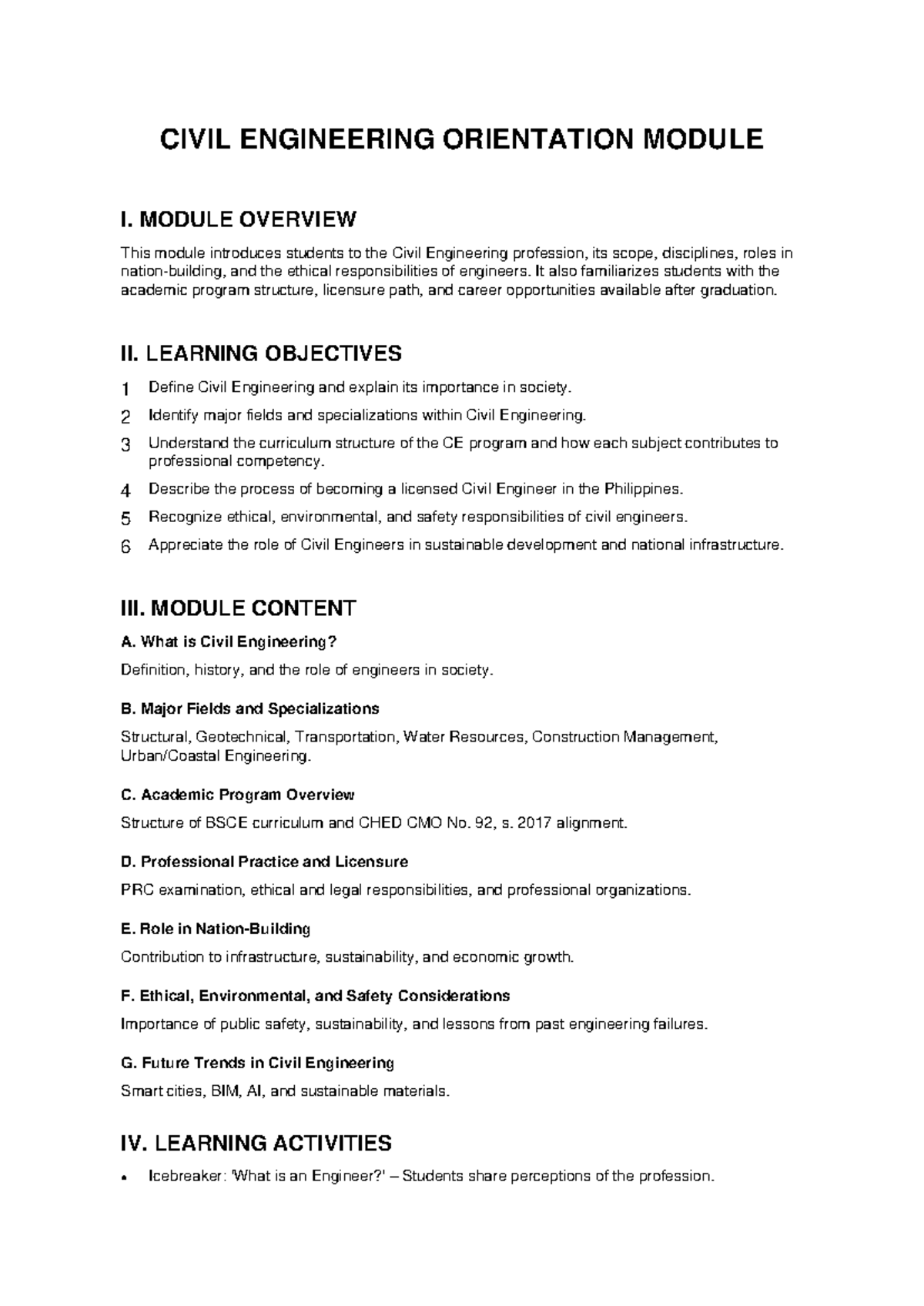 CIVIL ENG 101: Overview of the Civil Engineering Profession - Studocu
