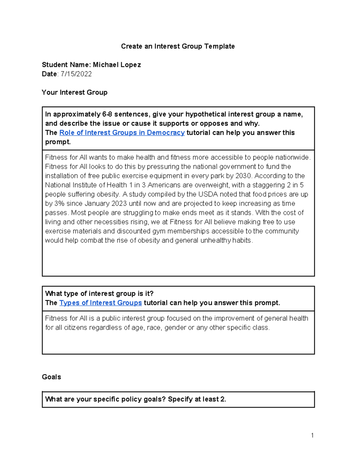 Fitness for All: Interest Group Template Touchstone Assignment - Studocu