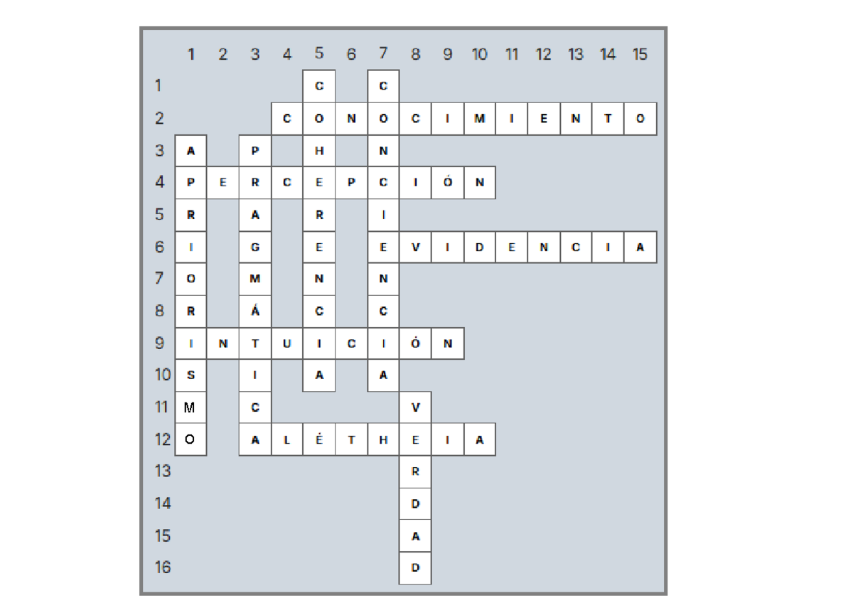 Crucigrama Filosofia - Filosofía - 1 23456789 10 11 12 13 14 15 1 C C 2 ...