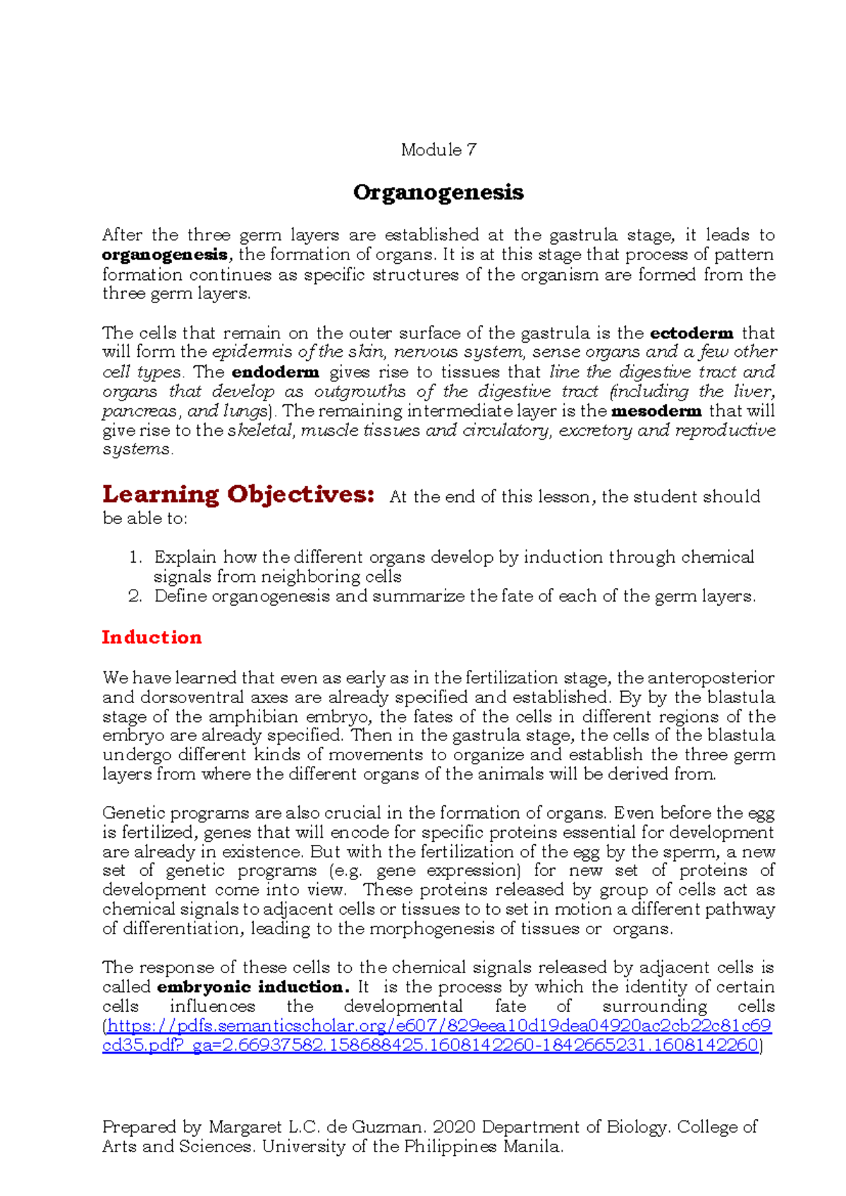 Module 7: Organogenesis and Germ Layer Development - Studocu