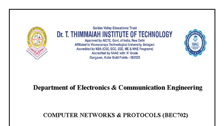 Computer Networks Protocols Lab Manual (BEC702) - Studocu