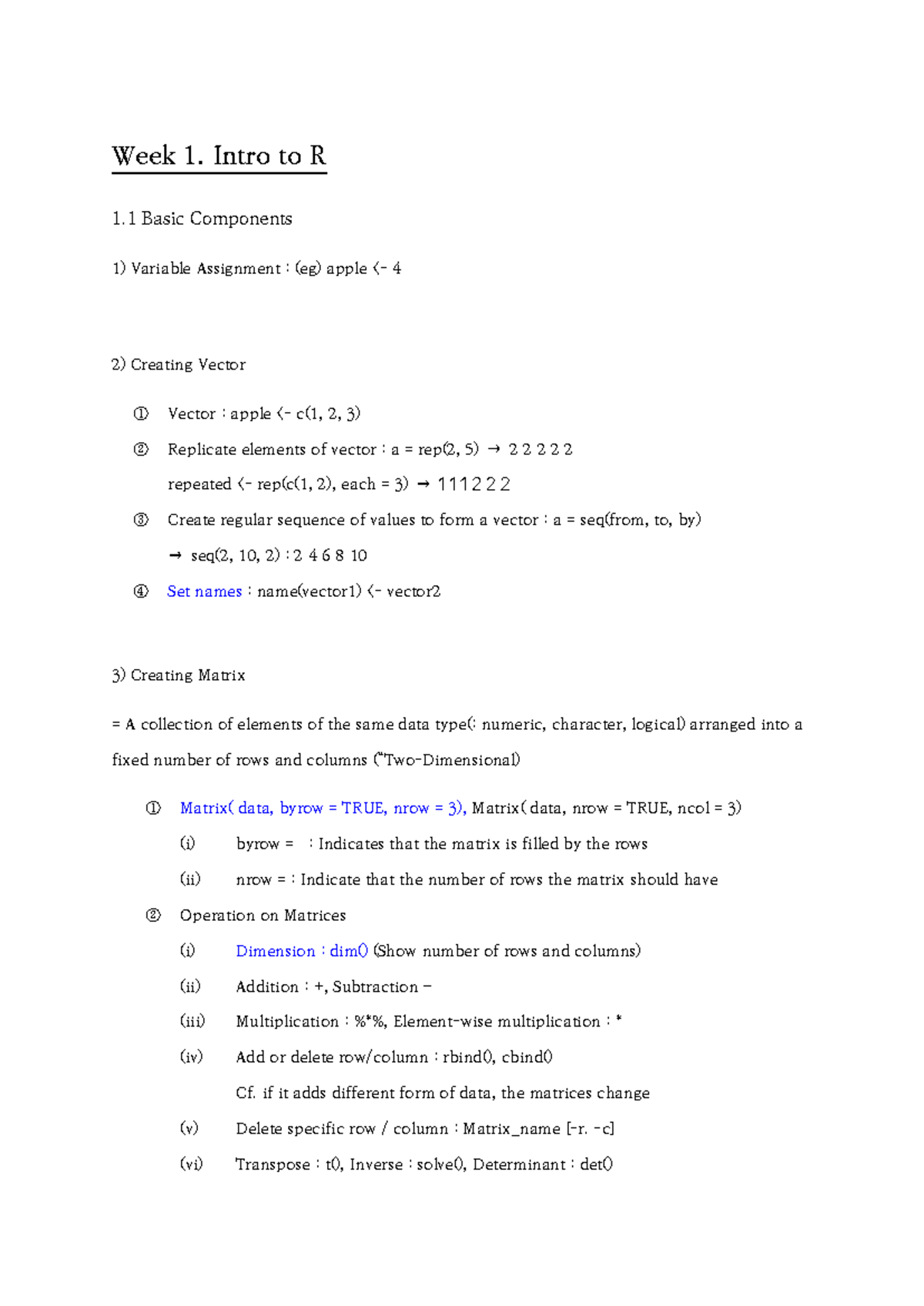 Quiz 1 - Hard Copy Summary: Intro to R & Data Analysis Techniques - Studocu
