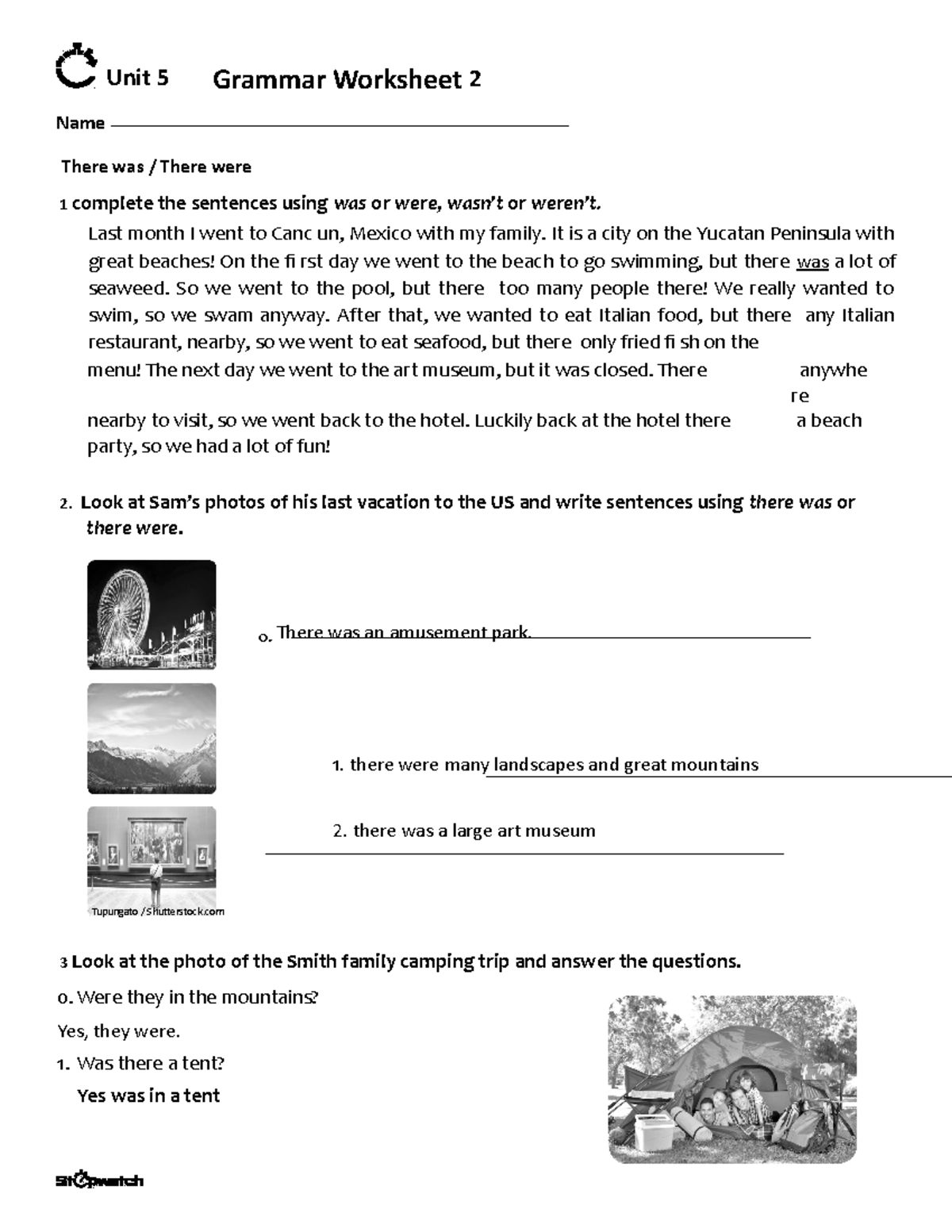 Grammar Practice: Using "Was" and "Were" for Past Events - Studocu