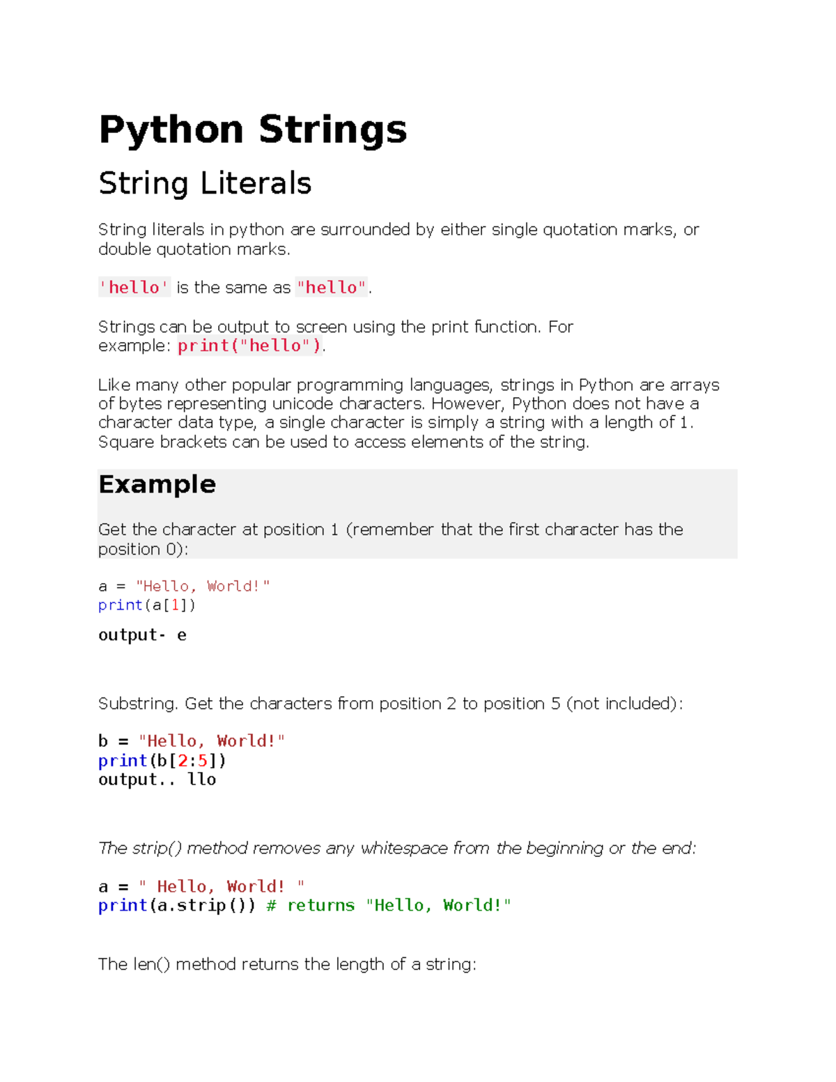 Python Strings: Understanding String Literals and Methods - Studocu