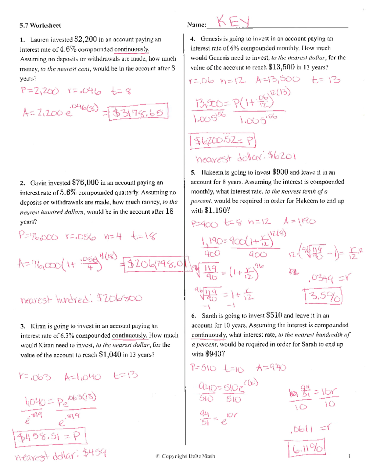 Rate Equations 3: Investment Scenarios & Interest Calculations - Studocu